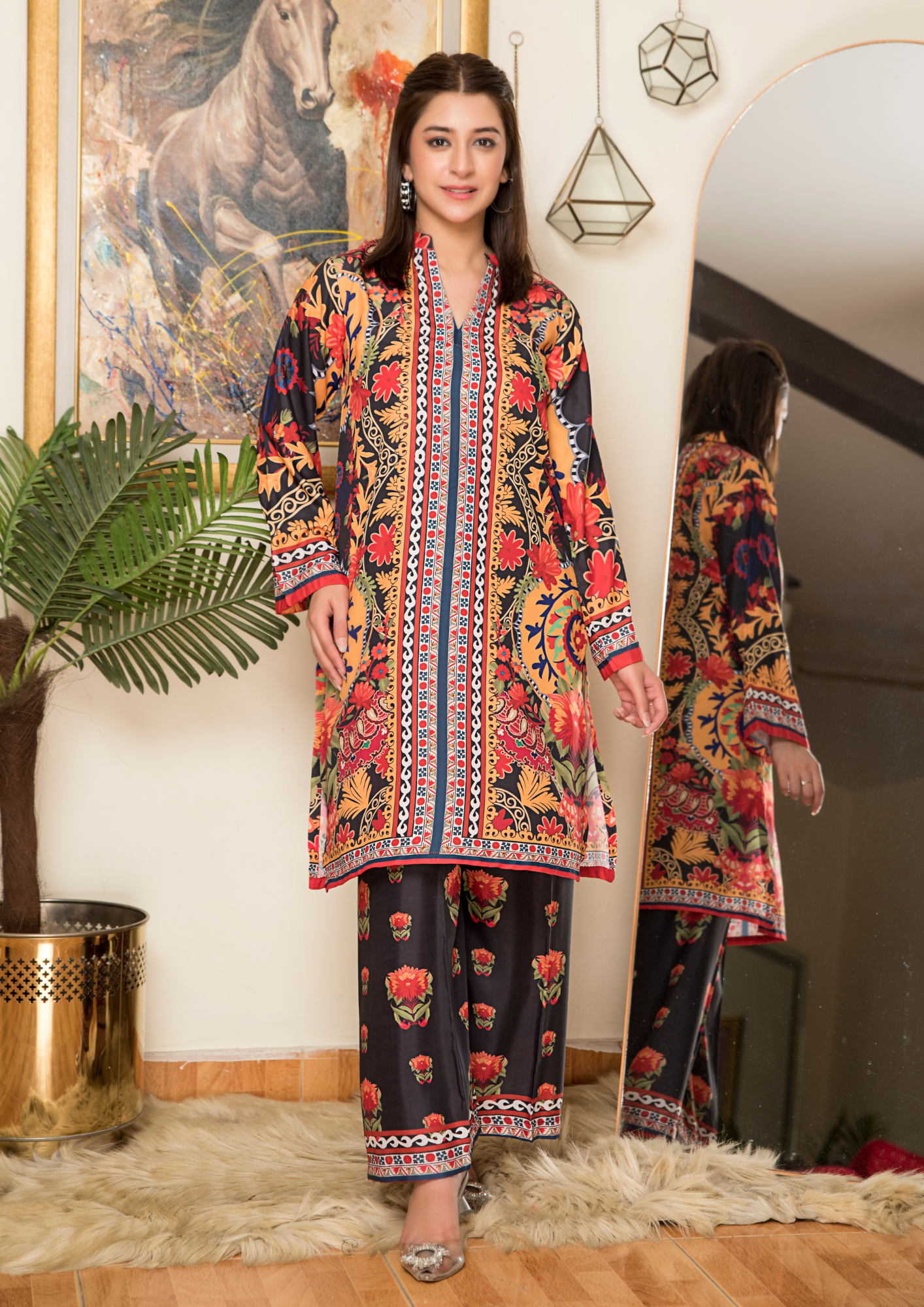 2Pc Printed Arabic Silk Lawn Set ASLS-A25-0008 – YoloPret